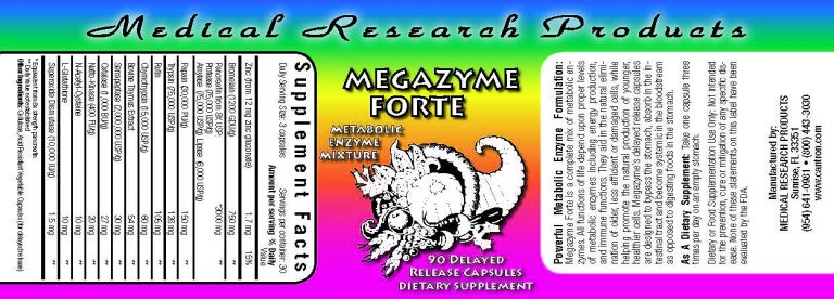 Megazyme Forte, 90 Delayed Release Capsules - Medical Research Products ...