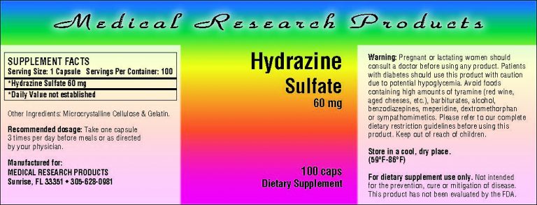 Hydrazine Sulfate, 100 Capsules - Medical Research Products | Cantron