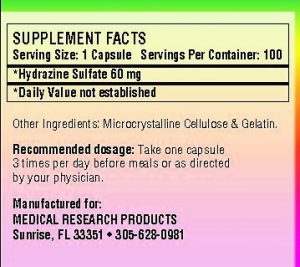Hydrazine Sulfate, 100 Capsules - Medical Research Products | Cantron